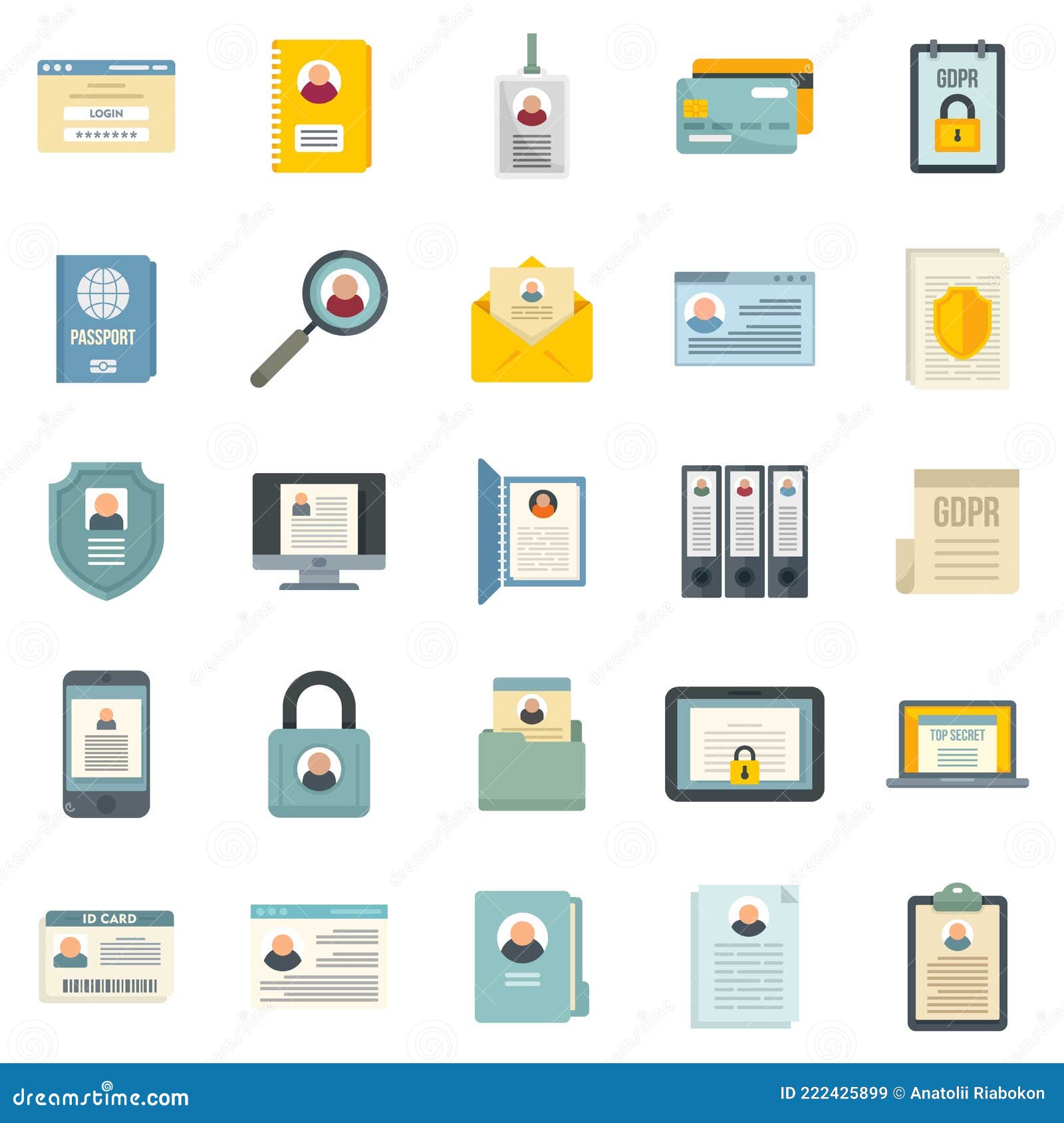 Personal Information Icons Set Flat Vector Isolated Stock Vector ...