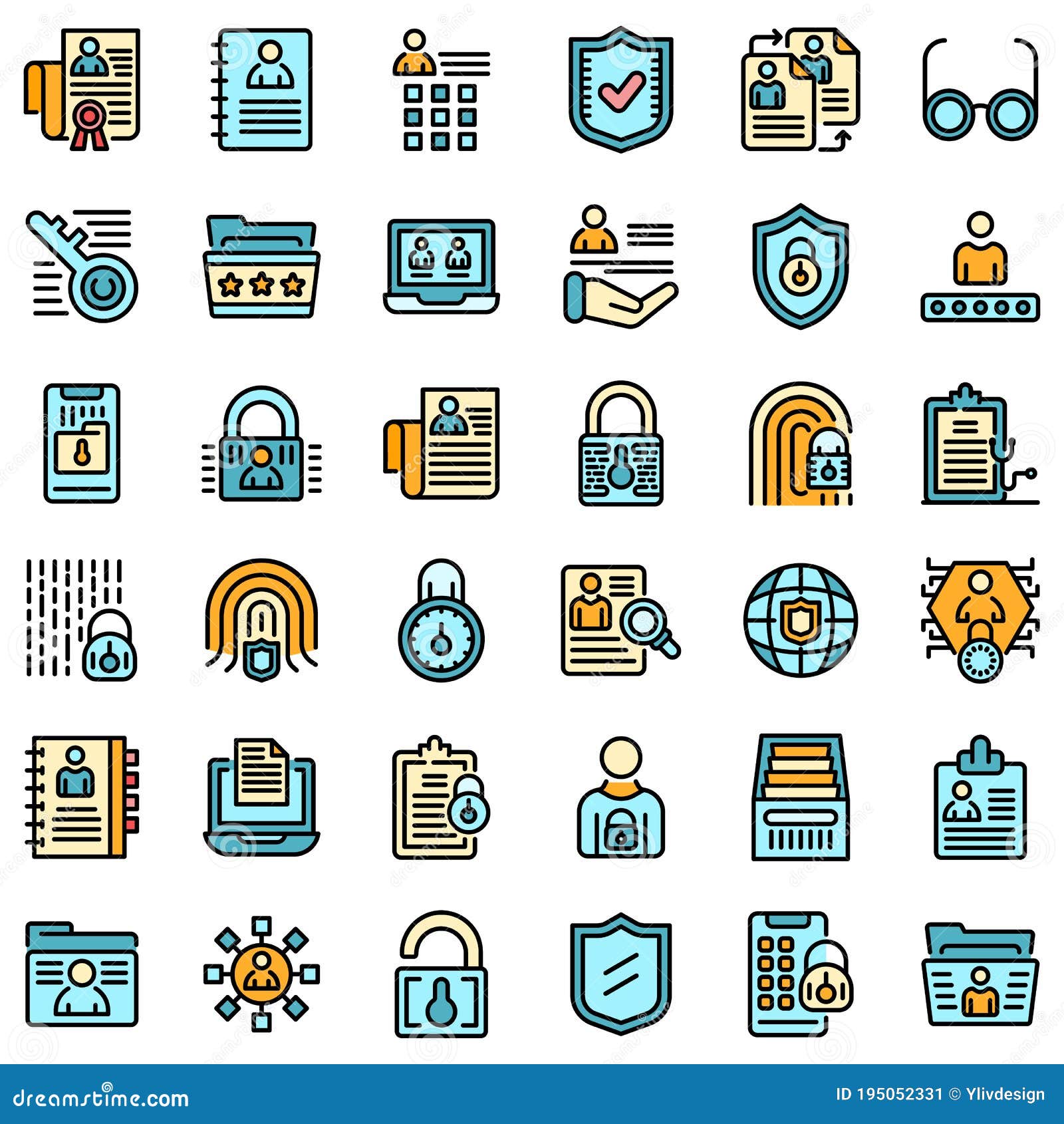 Personal Information Icons Set Vector Flat Stock Vector - Illustration ...