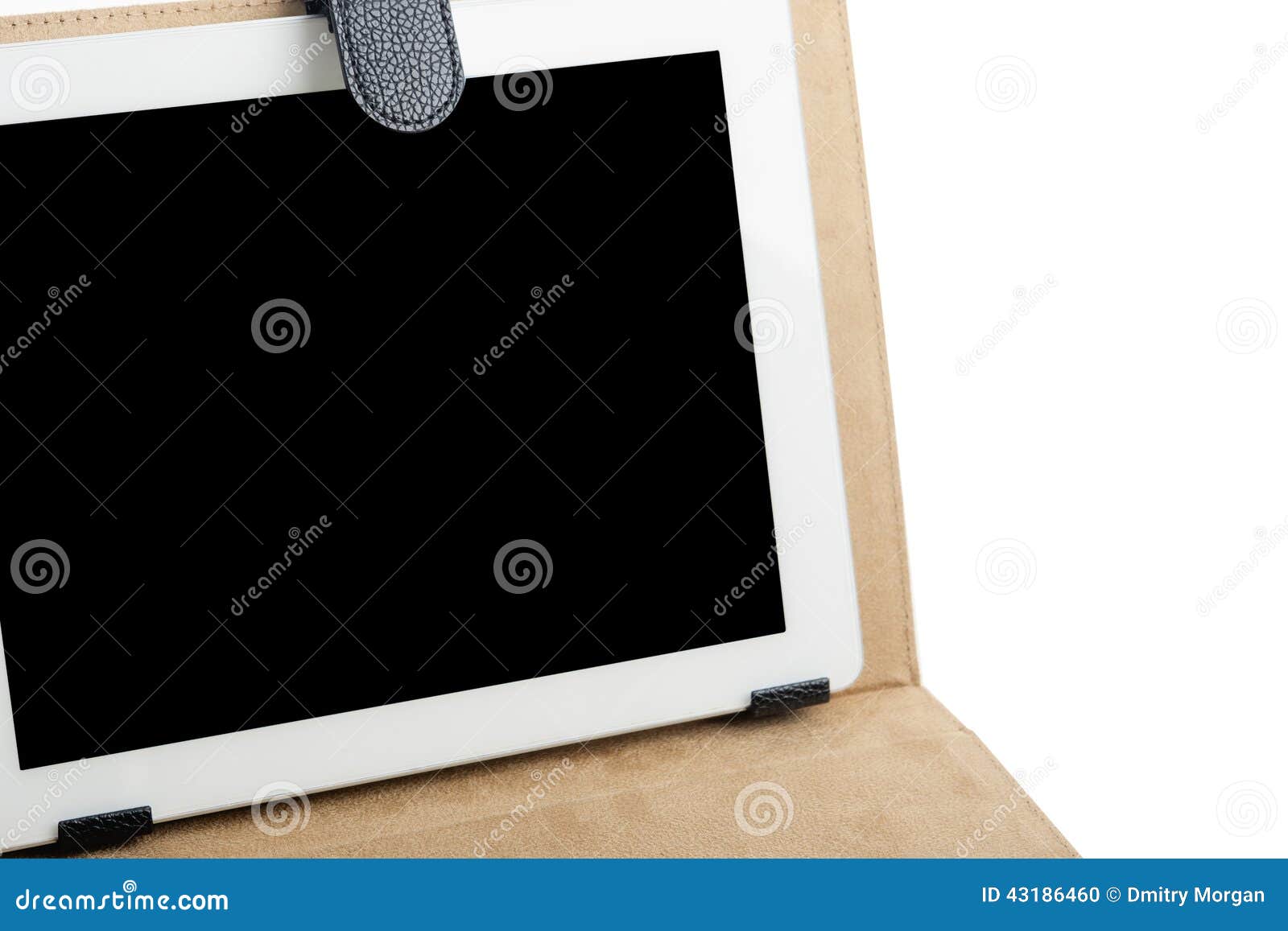 Personal Internet Tablet in Leather Cover Isolated Over White Ba Stock ...