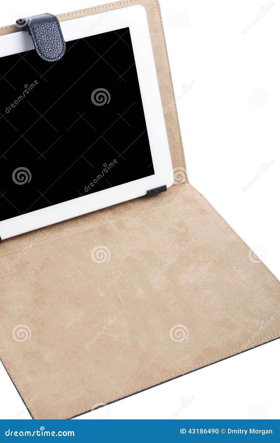 Personal Internet Tablet in Leather Cover Isolated Over White Ba Stock ...