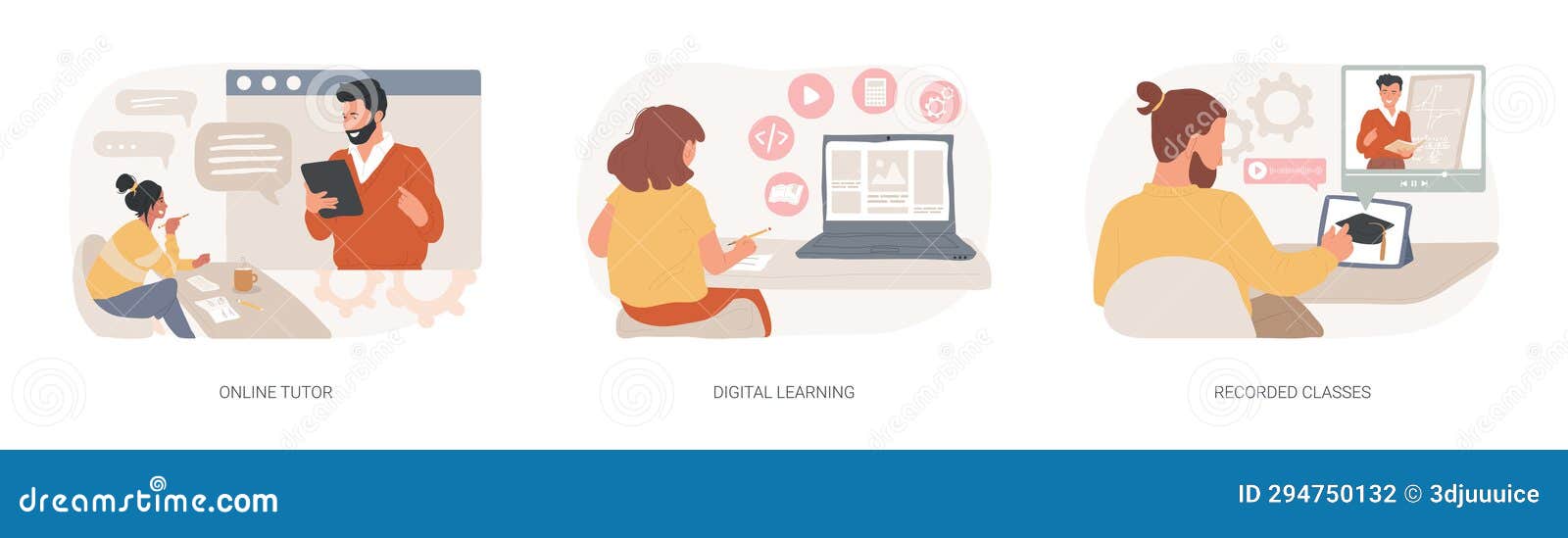 Personal Learning Isolated Concept Vector Illustration Set. Stock ...