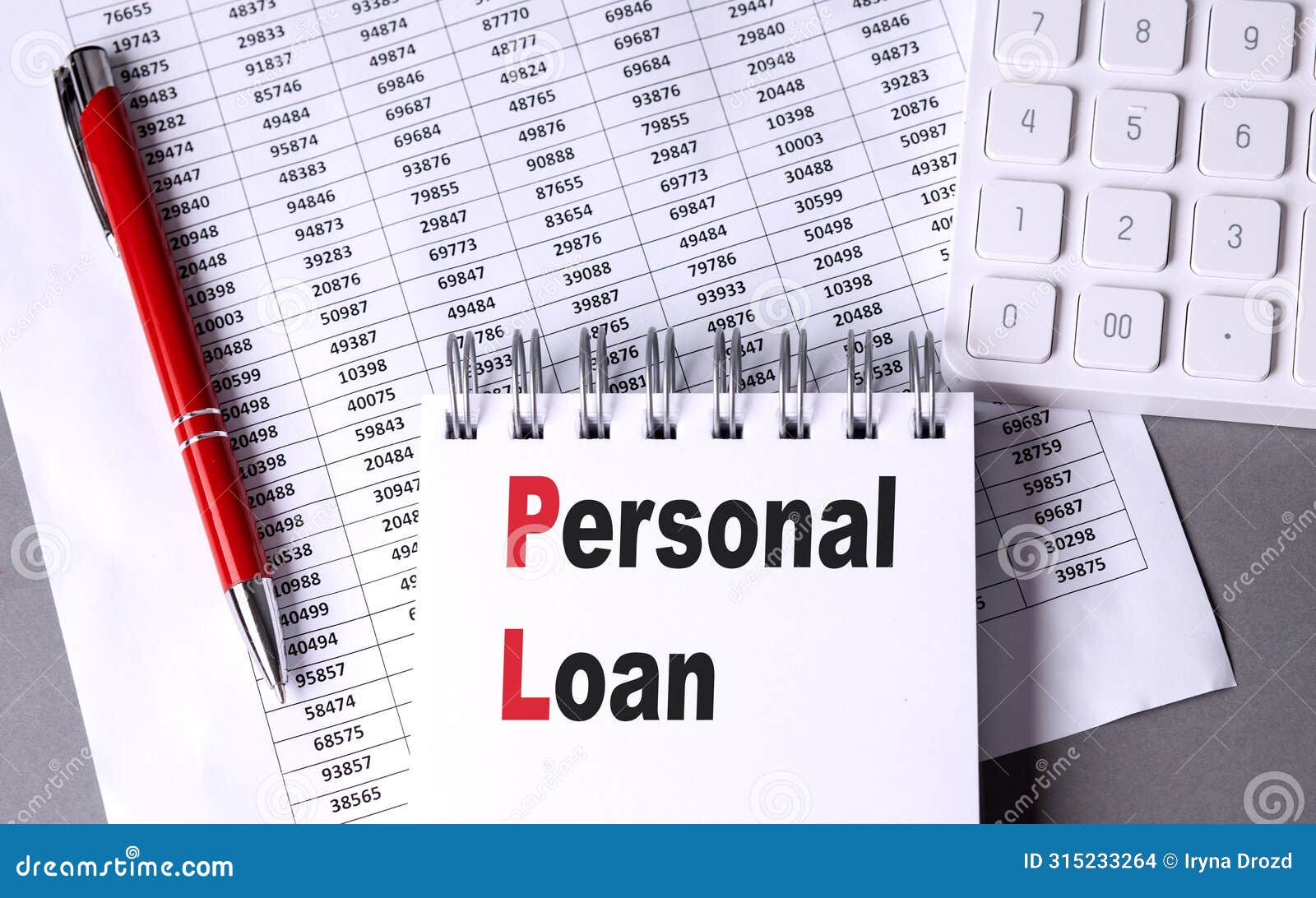 PERSONAL LOAN Text on Notebook with Chart , Pen and Calculator Stock ...