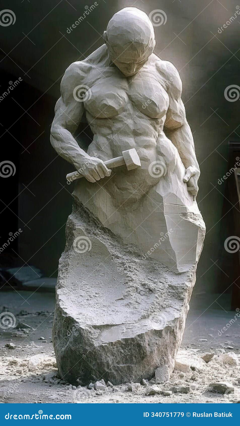 Personal Mastery: Human Sculpture Emerging from Stone, Illustrating ...