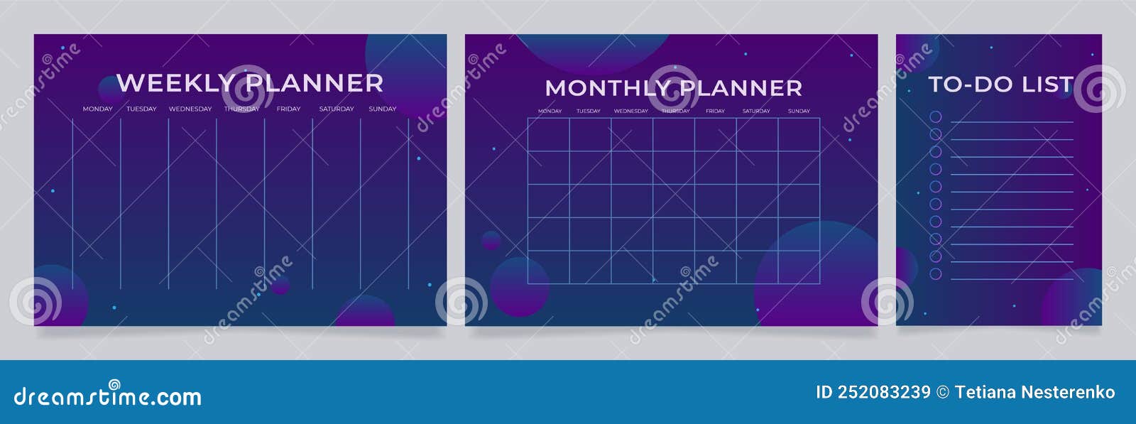Personal Meetings Planning Worksheet Design Template Set Stock Vector ...