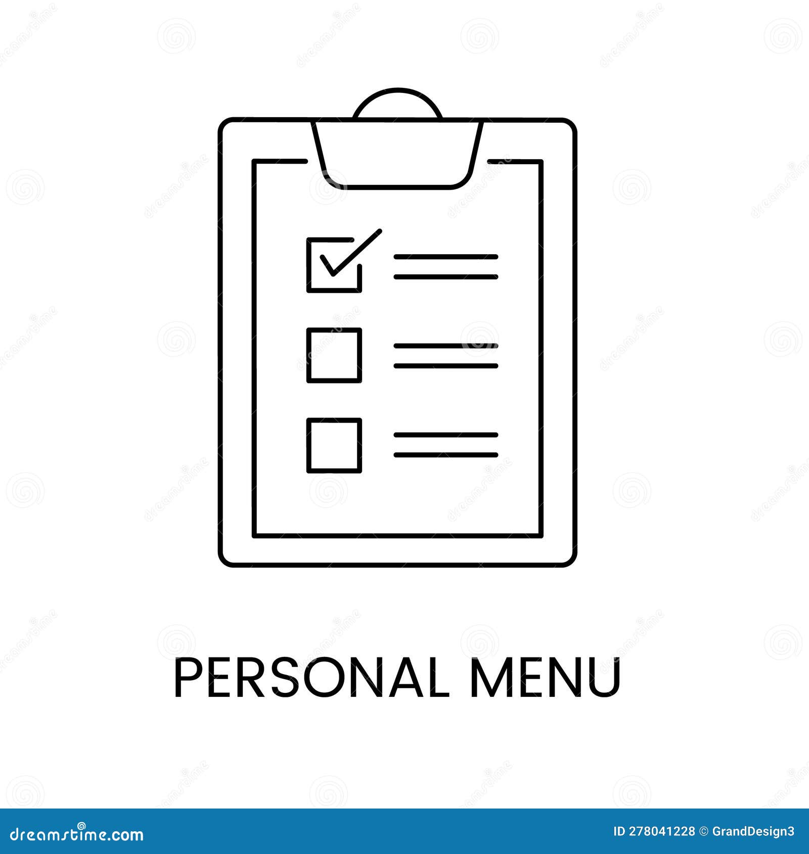 Personal Menu Line Icon in Vector, Order Form Illustration. Stock ...