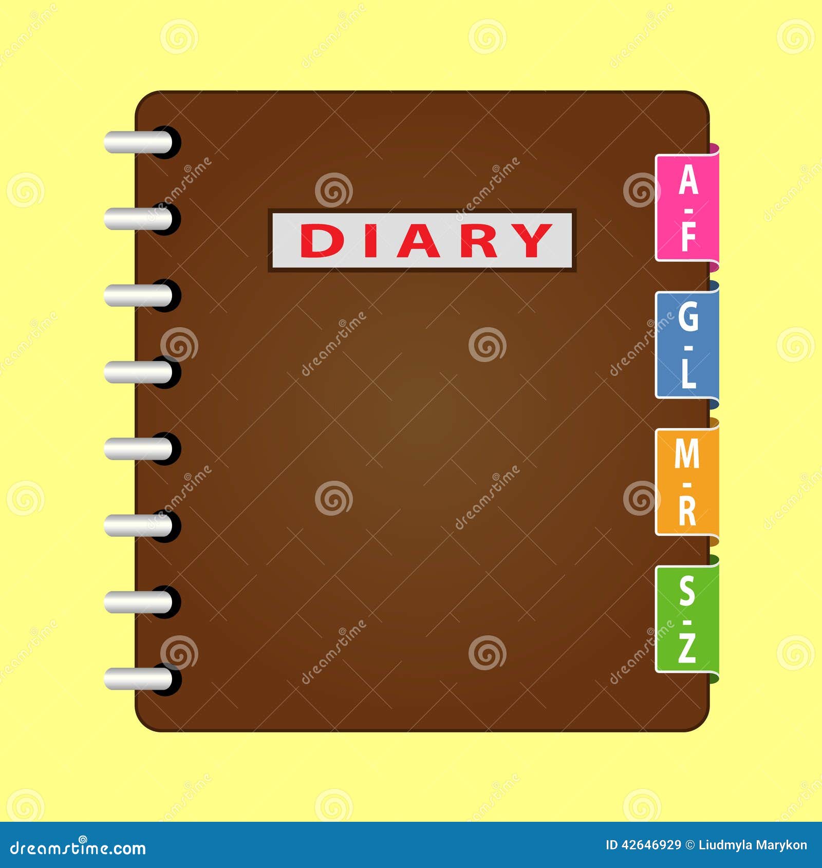 Personal Organizer. Diary with Brown Cover Stock Vector - Illustration ...