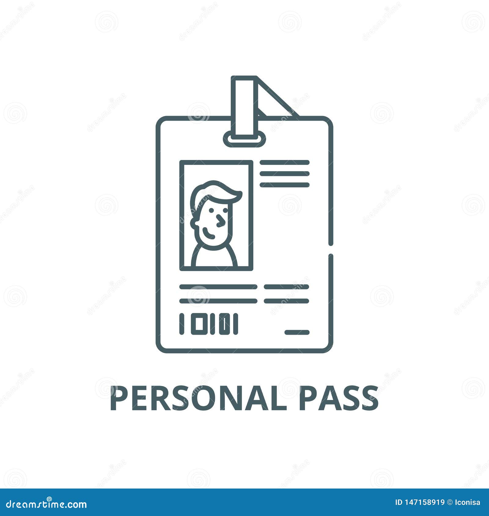 Personal Pass Vector Line Icon, Linear Concept, Outline Sign, Symbol ...
