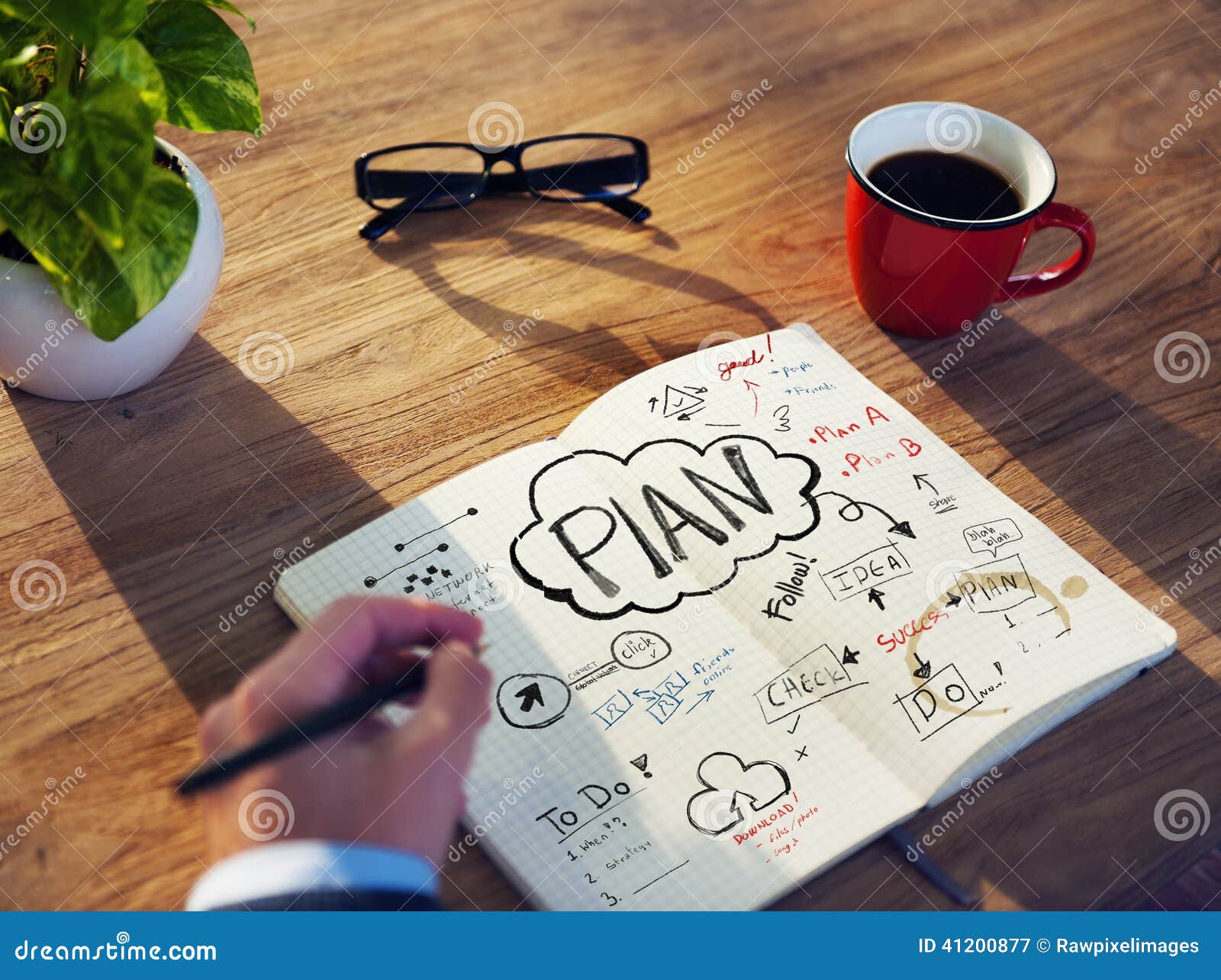 Personal Perspective of a Person Planning for Work Stock Image - Image ...