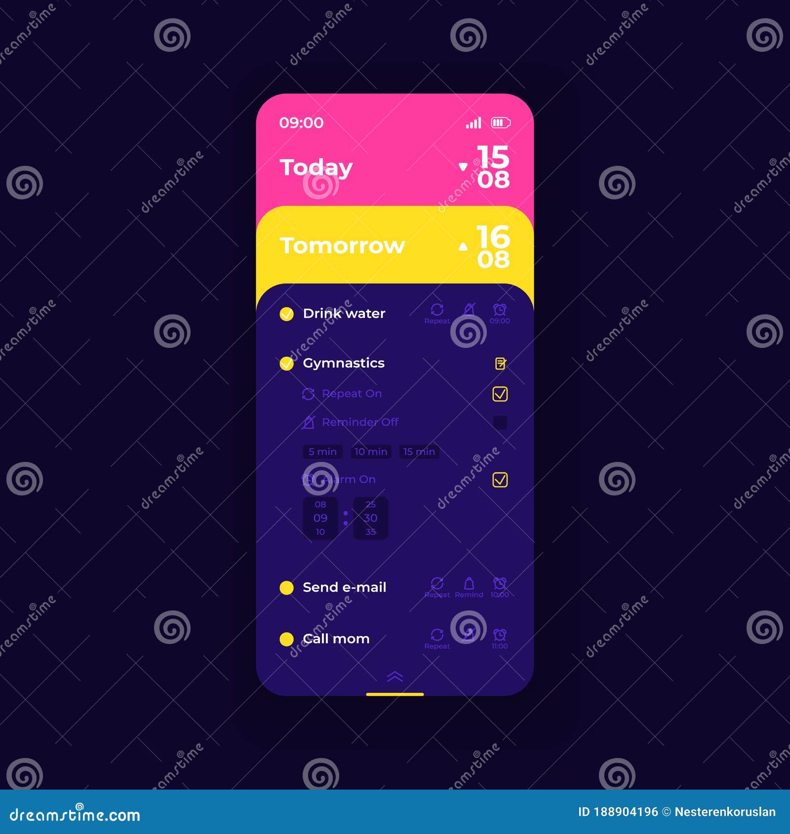 Personal Planner App Smartphone Interface Vector Template Stock Vector ...