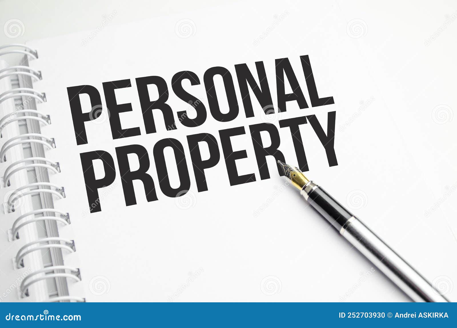 Personal Property Words on White Notepad and Pen Stock Photo - Image of ...