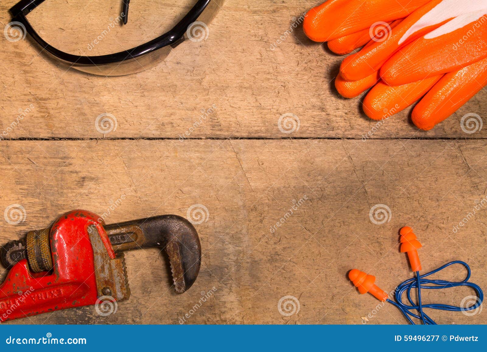 Personal Protection Equipment with Tool Stock Image - Image of wood ...