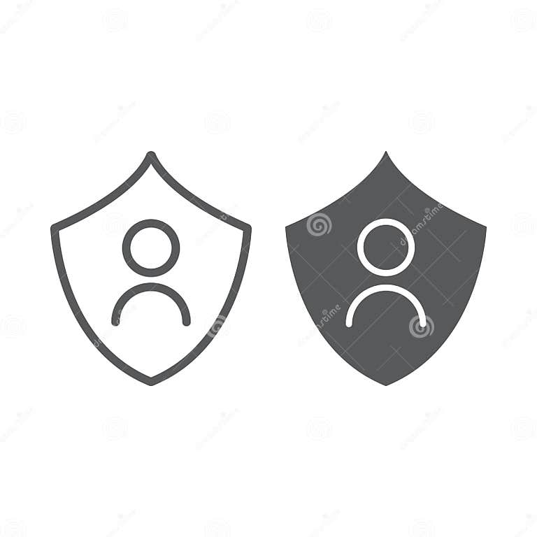 Personal Protection Line and Glyph Icon, Privacy and Security, Data ...