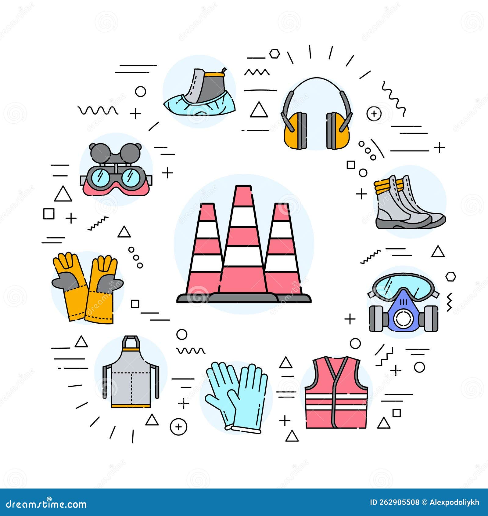 Personal Protection Web Banner. Infographics with Linear Icons Stock ...