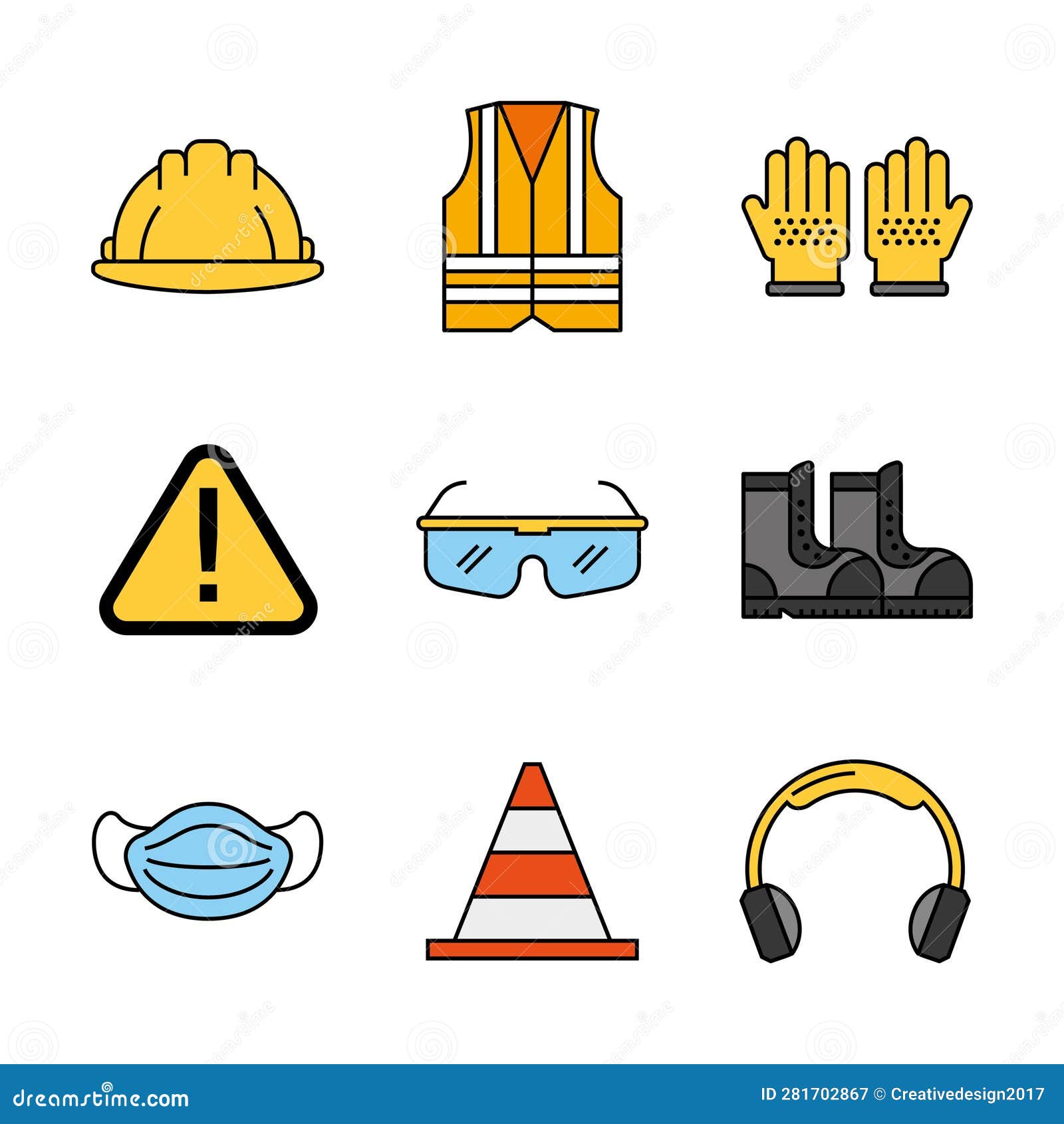 Personal Protective Equipment Icons Set Stock Vector - Illustration of ...