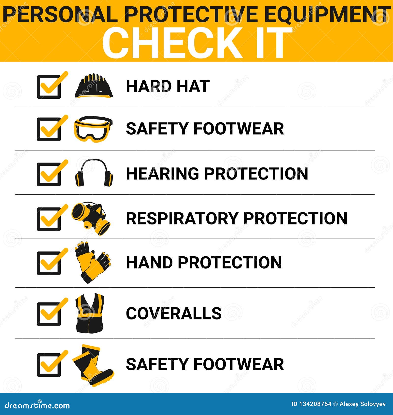 Personal Protective Equipment Vector Illustration Set Stock Vector