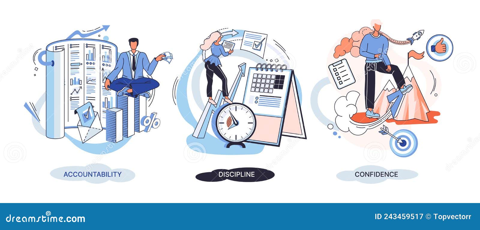 Personal Quality Concept Vector Illustrations Set. Confidence ...