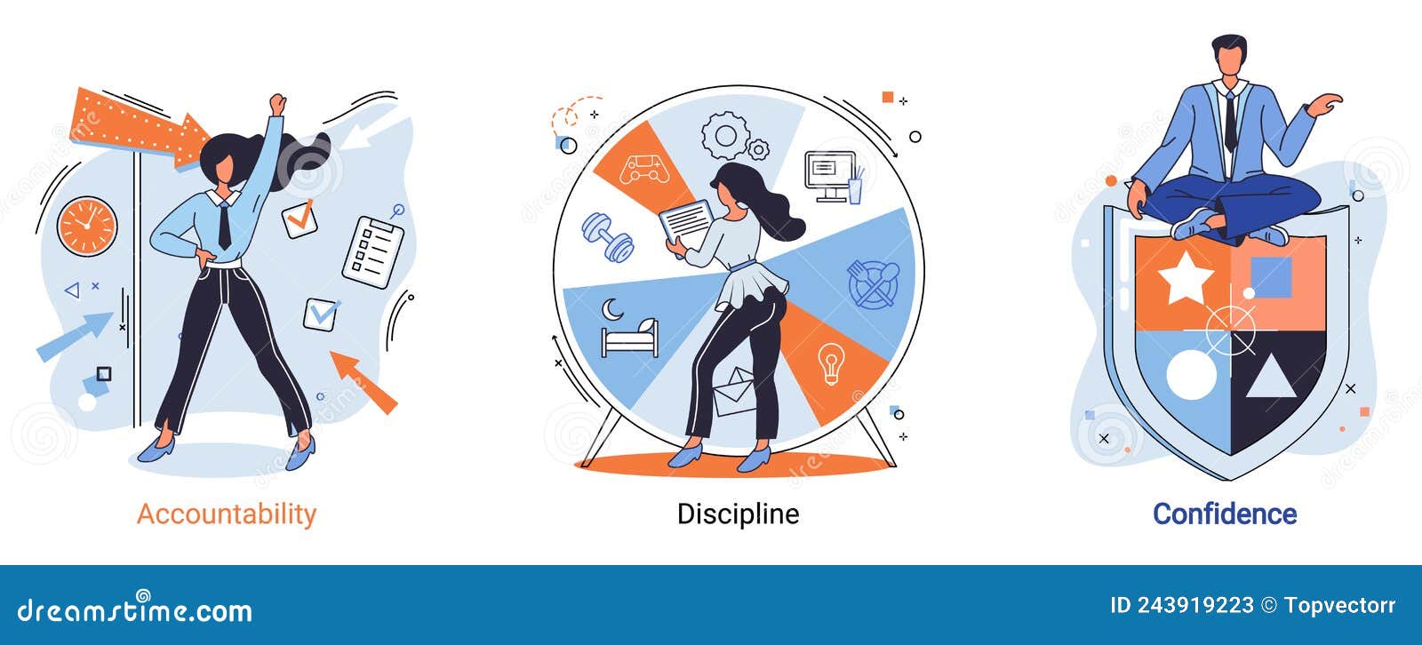 Personal Quality Concept Vector Illustrations Set. Confidence ...