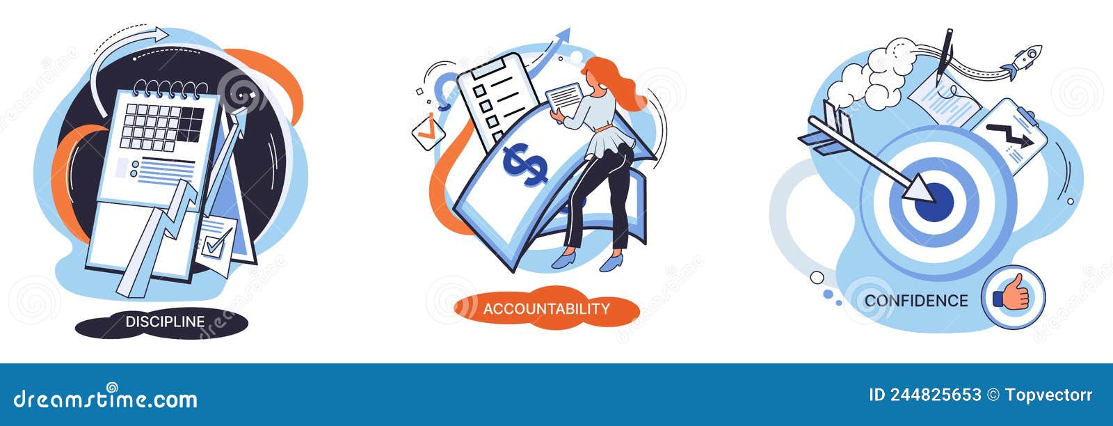 Personal Quality Concept Vector Illustrations Set. Confidence ...