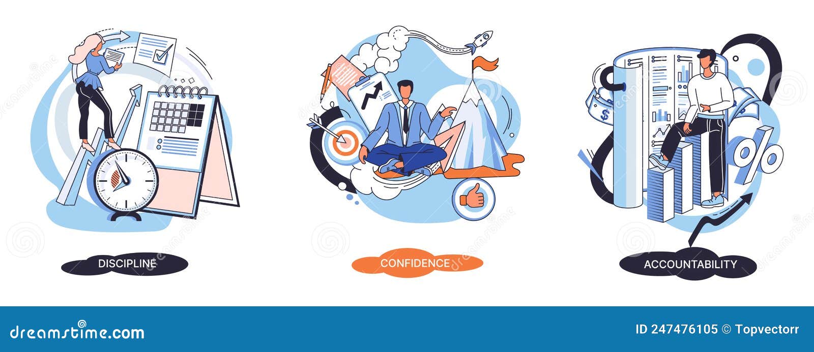 Personal Quality Concept Vector Illustrations Set. Confidence ...