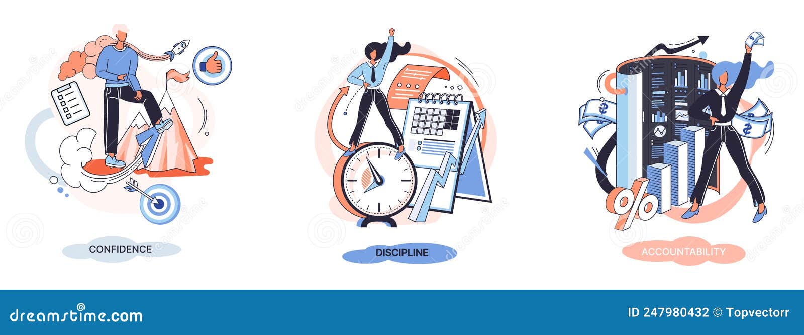 Personal Quality Concept Vector Illustrations Set. Confidence ...