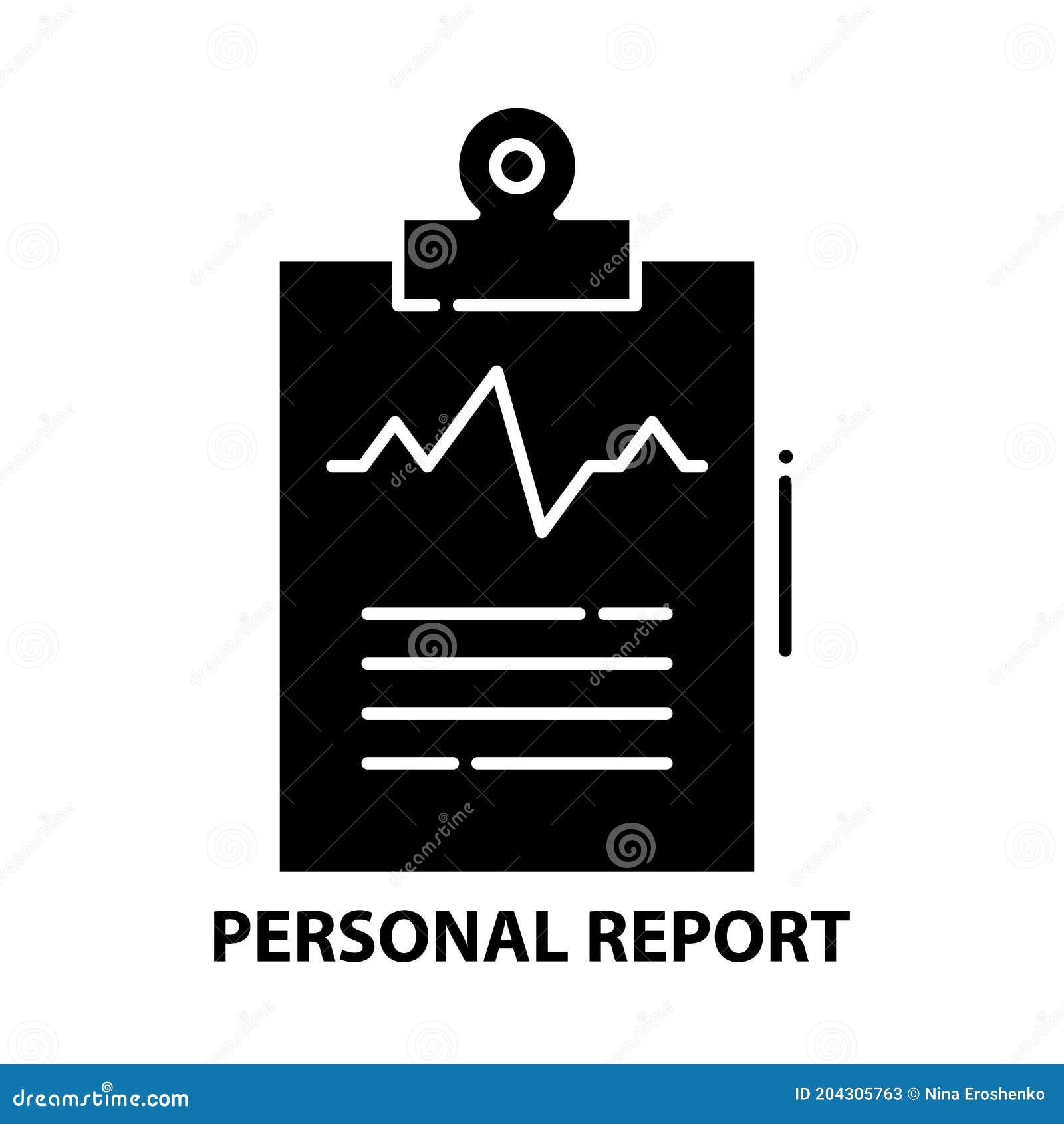 Personal Report Icon Black Vector Sign With Editable Strokes Concept