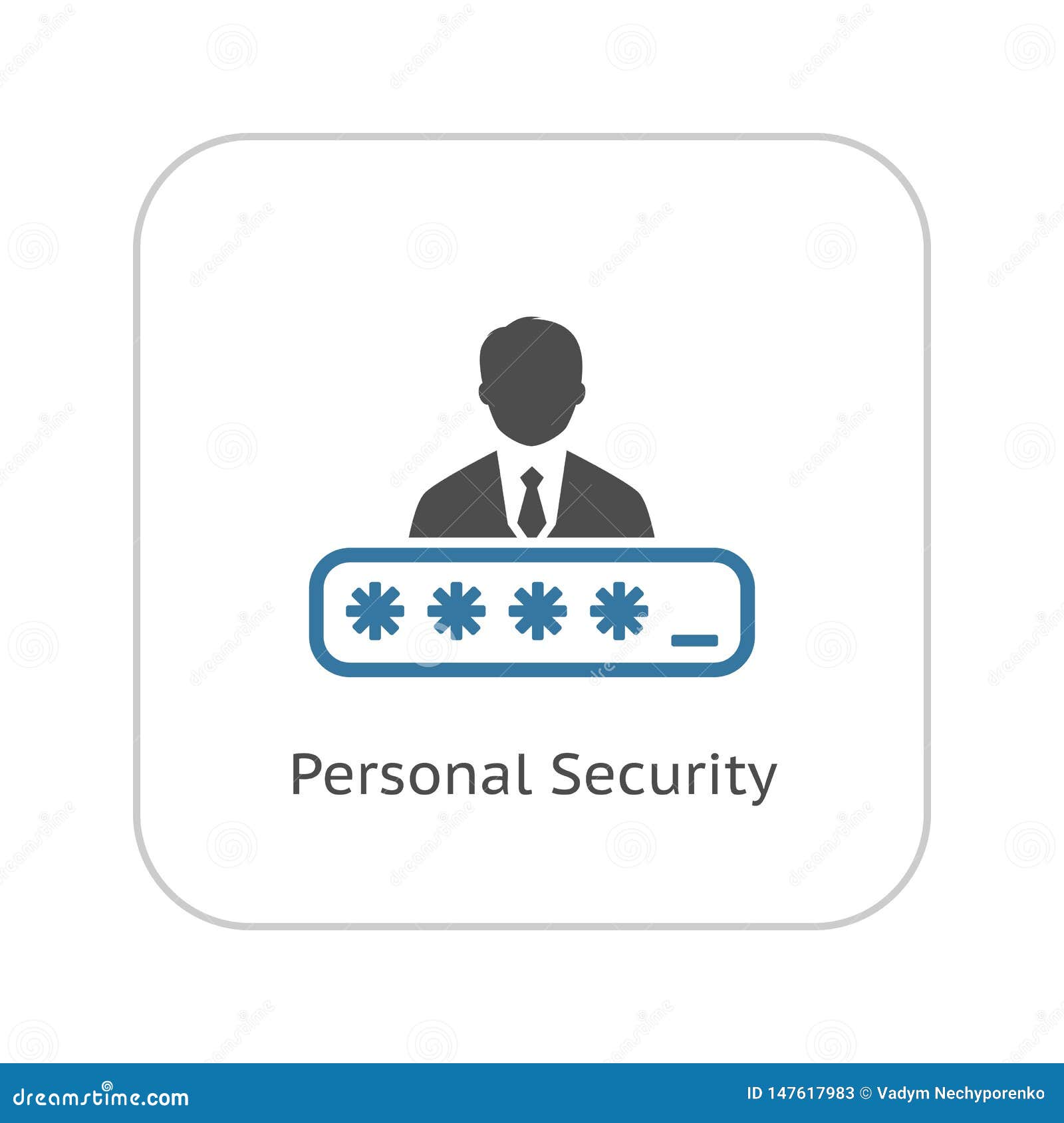 Personal Security Icon. Flat Design Stock Illustration - Illustration ...