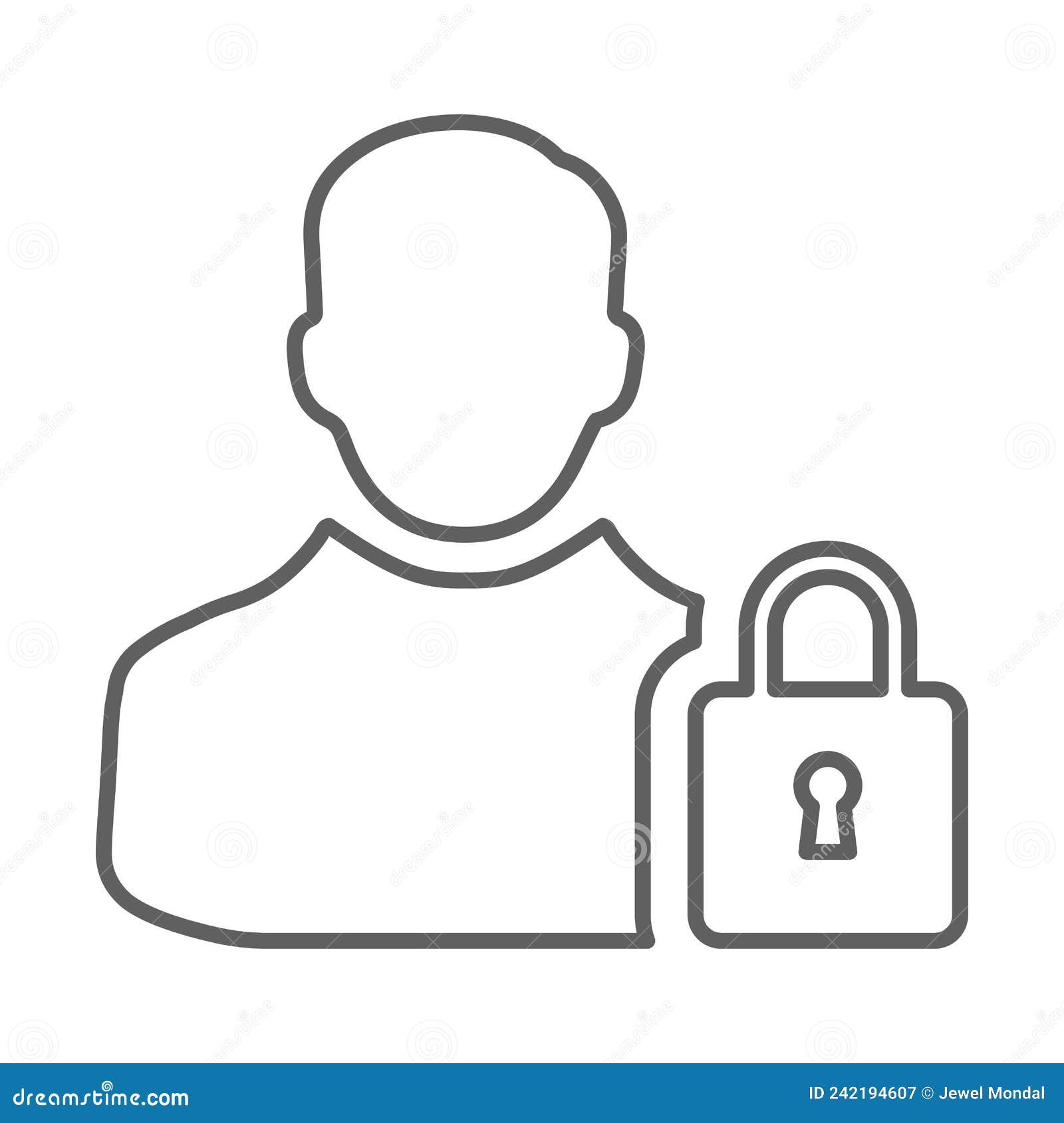 Personal, Security, Lock Outline Icon. Line Vector Design Stock Vector ...