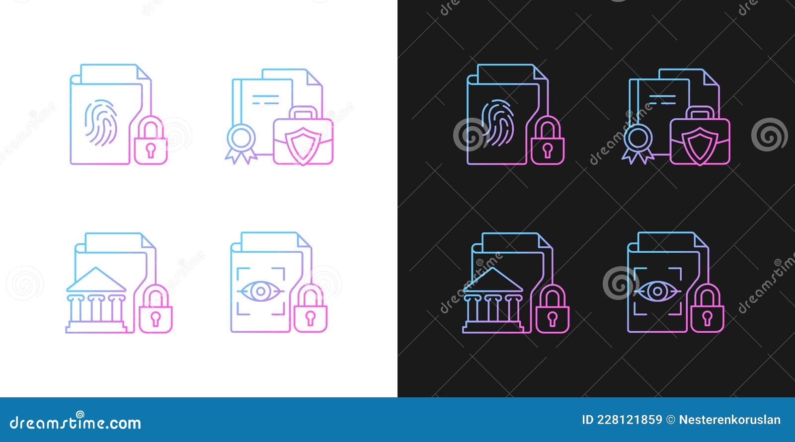 Personal Sensitive Data Gradient Icons Set for Dark and Light Mode ...
