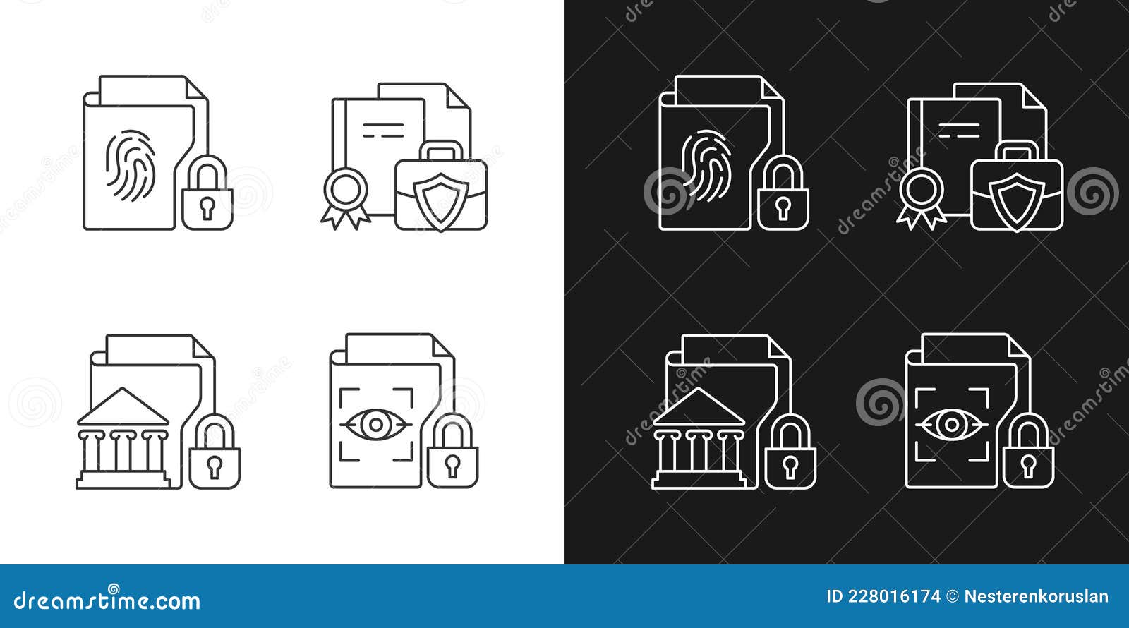 Personal Sensitive Data Linear Icons Set for Dark and Light Mode Stock Vector - Illustration of ...