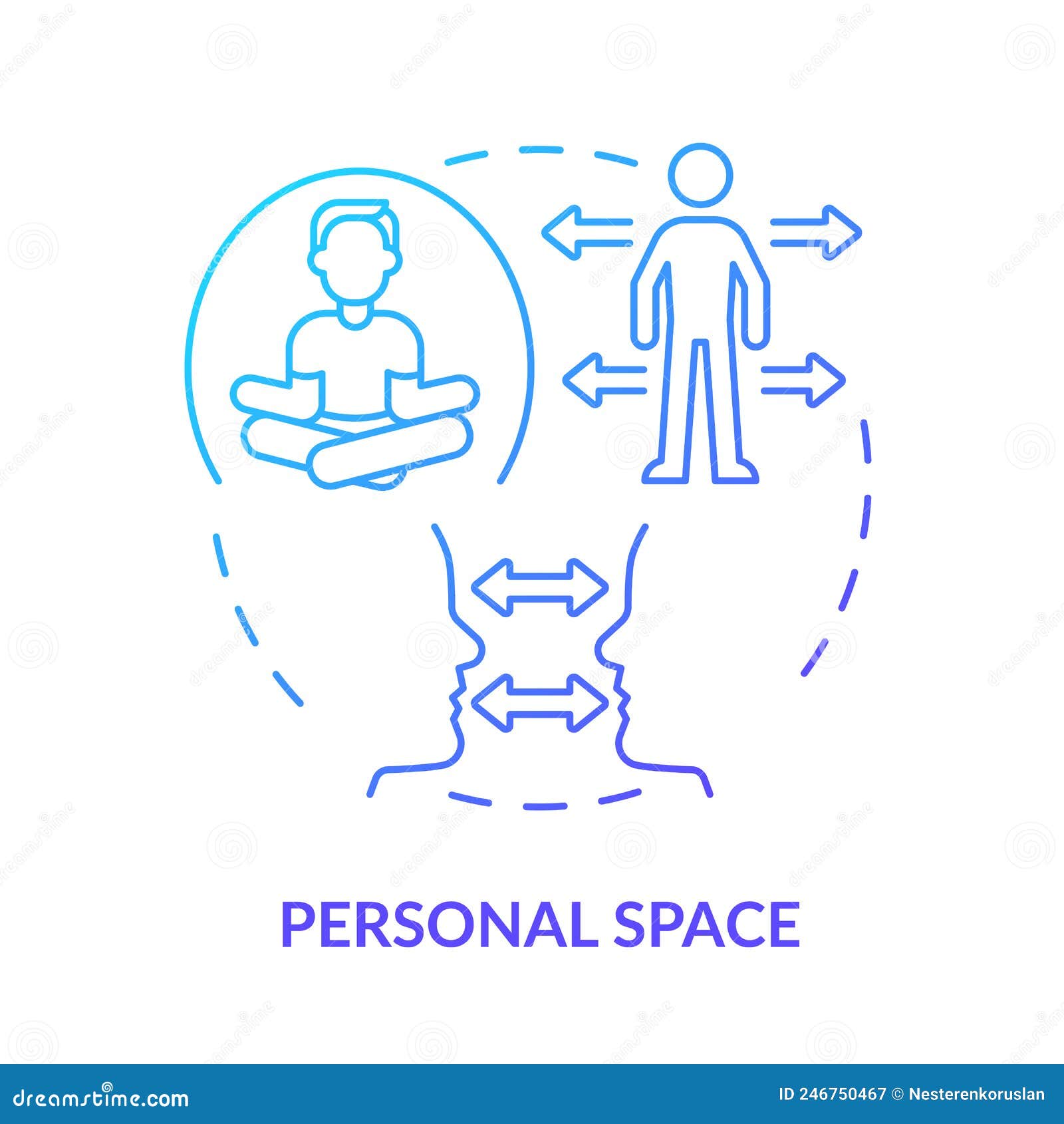 Personal Space Blue Gradient Concept Icon Stock Vector - Illustration ...