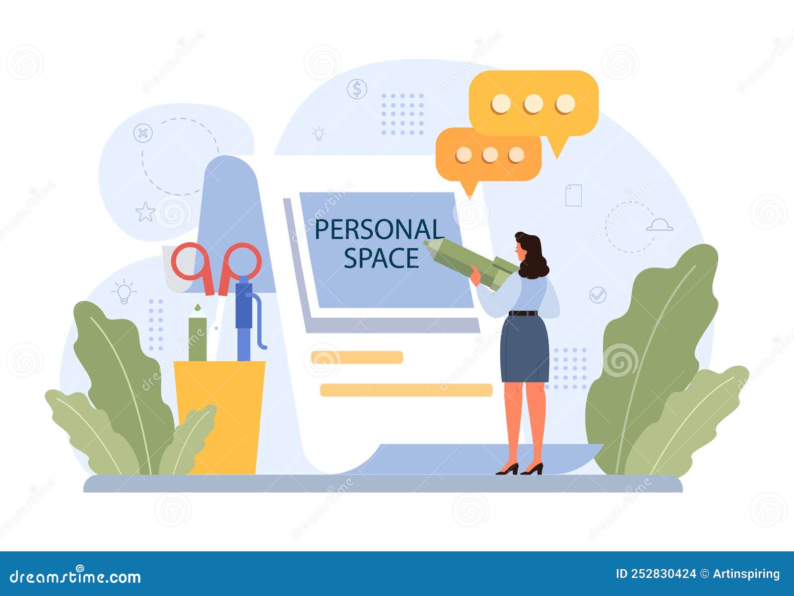 Personal Space Concept. Characters Setting, Protecting and Violating ...