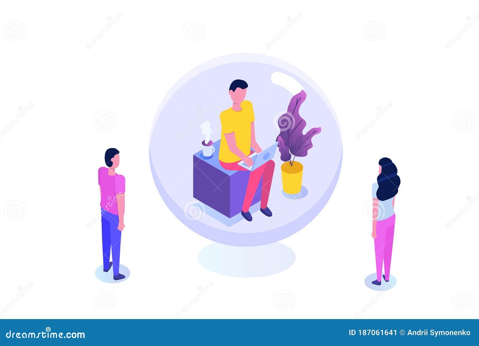 Personal Space, Introvert Concept. Meditation Stock Vector ...