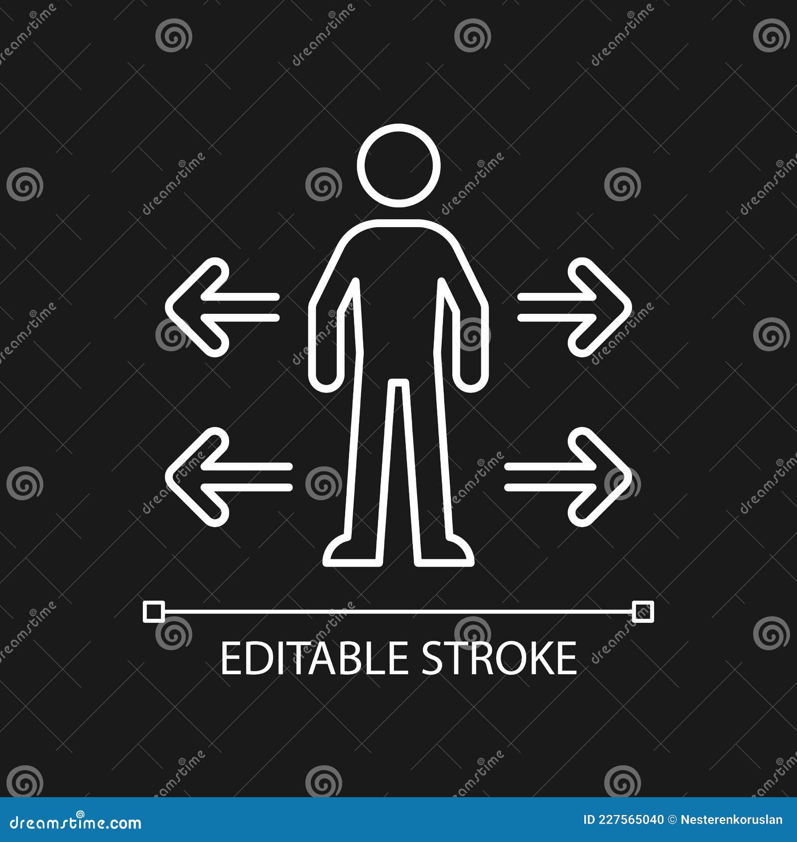 Personal Space White Linear Icon for Dark Theme Stock Vector ...