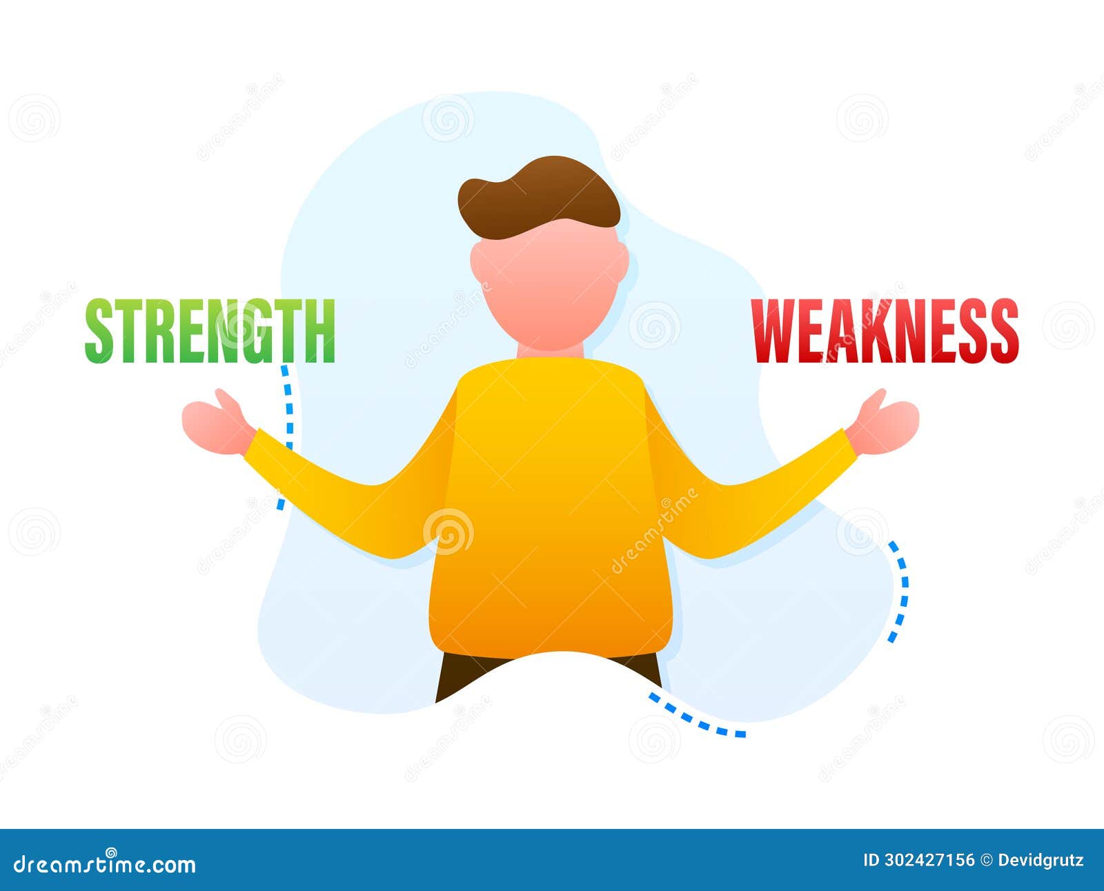 Personal Strengths and Weaknesses Concept, Vector Illustration of a Man ...