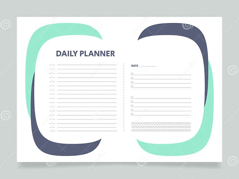 Personal Tasks daily Planner Worksheet Design Template Stock Vector ...