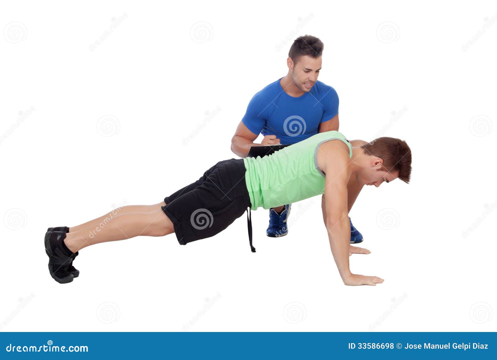 Personal Trainer and Boy Making Push-ups Stock Photo - Image of ...