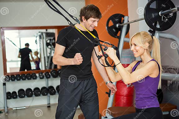 Personal Trainer with Client Stock Image - Image of person, female ...
