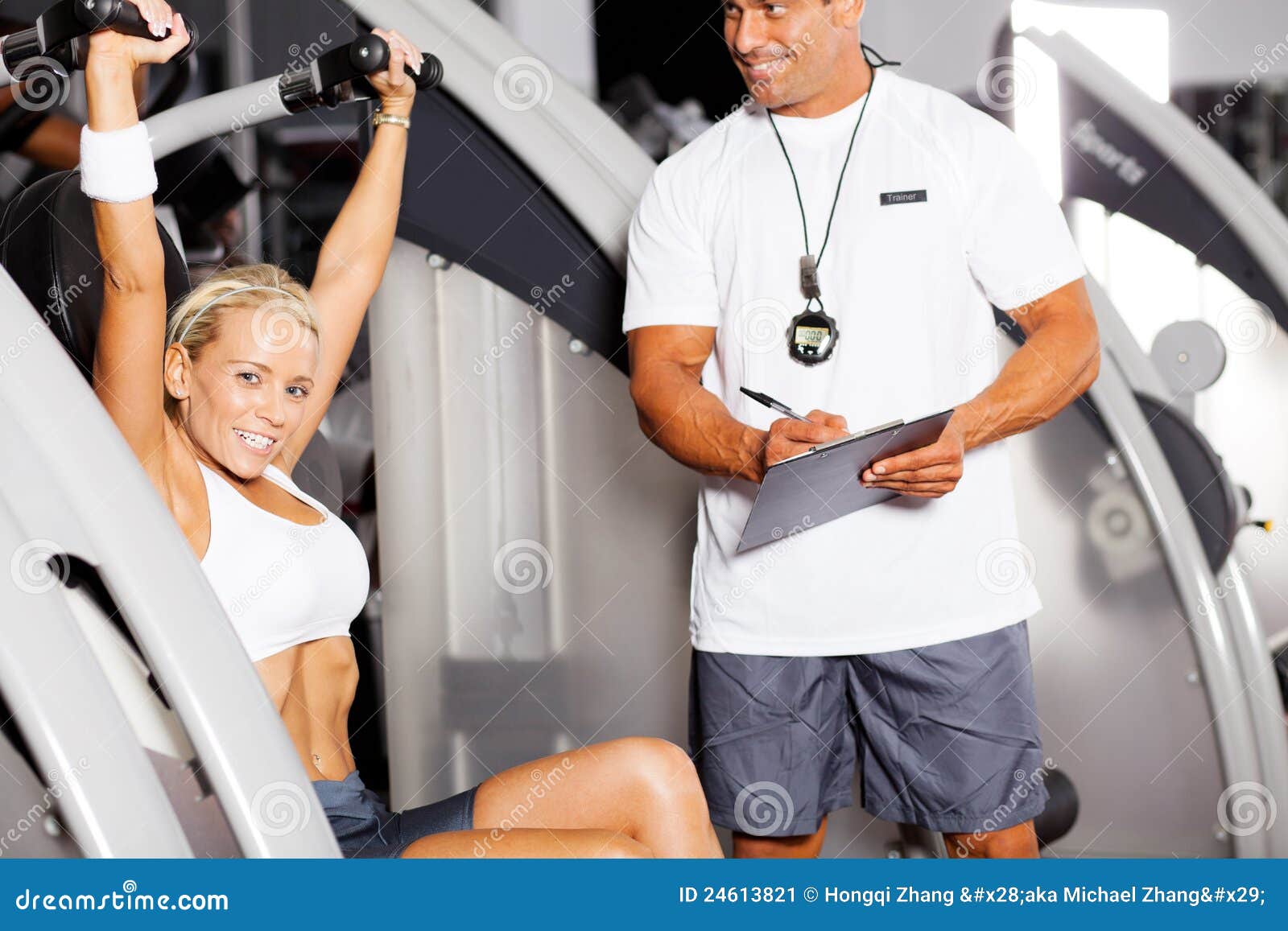 Personal Trainer and Customer Stock Image - Image of instructor, smile ...