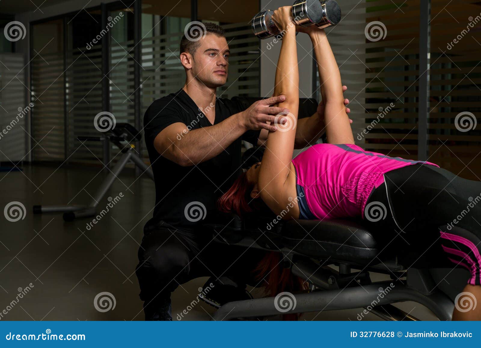 Personal trainer in gym stock photo. Image of lifestyle - 32776628
