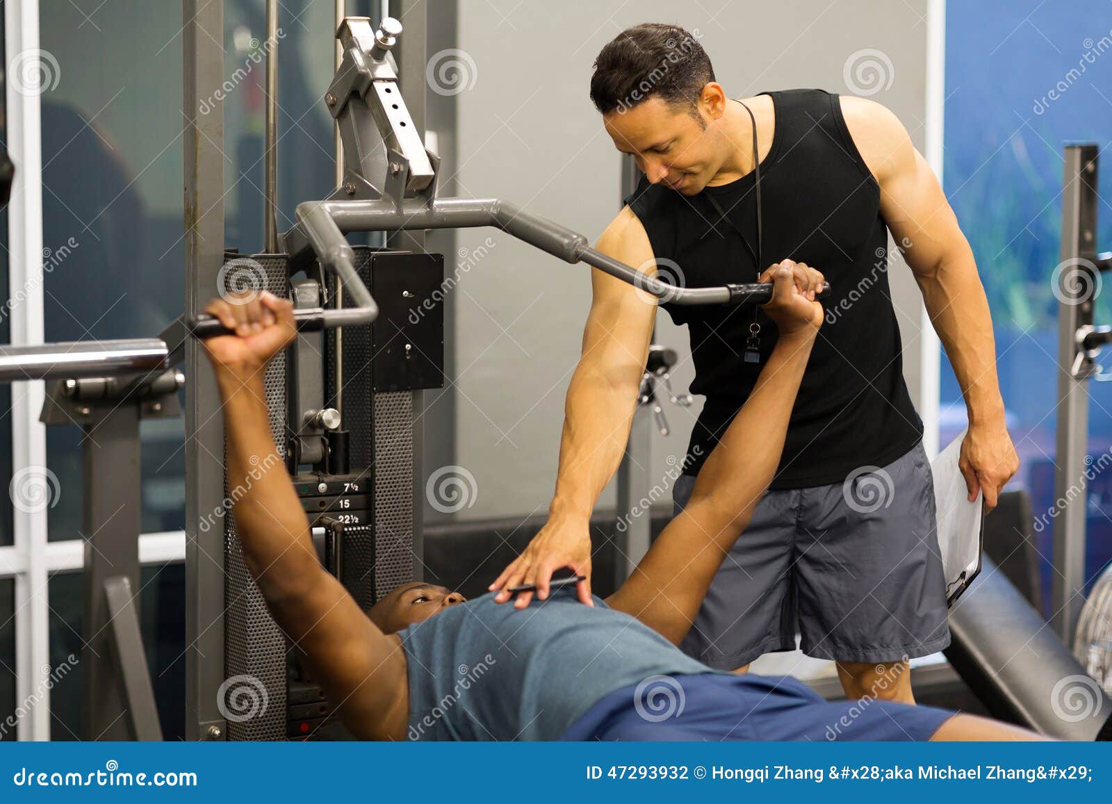 Personal Trainer Helping Client Stock Photo - Image of lifestyle ...