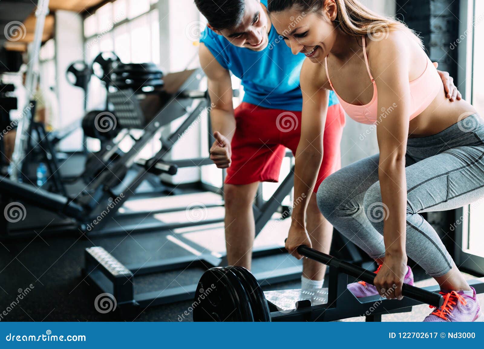 Personal Trainer Instructing Trainee Stock Image - Image of instructor ...