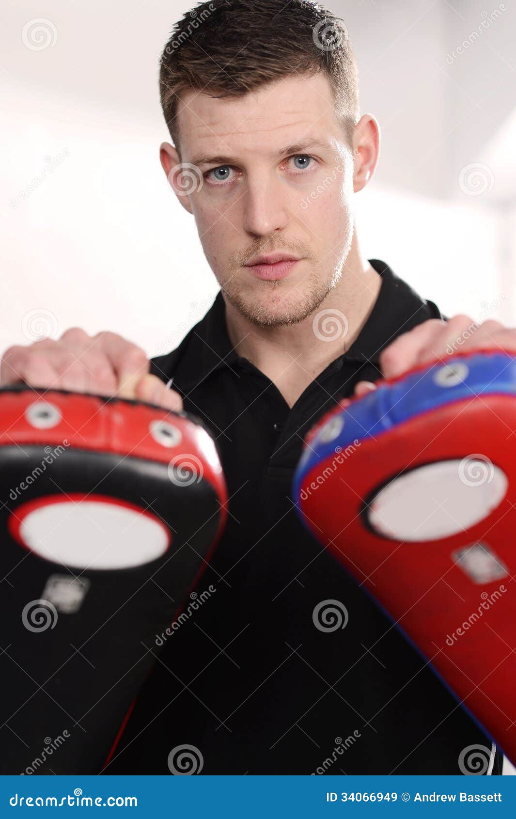 Personal Trainer with pads stock image. Image of personal - 34066949