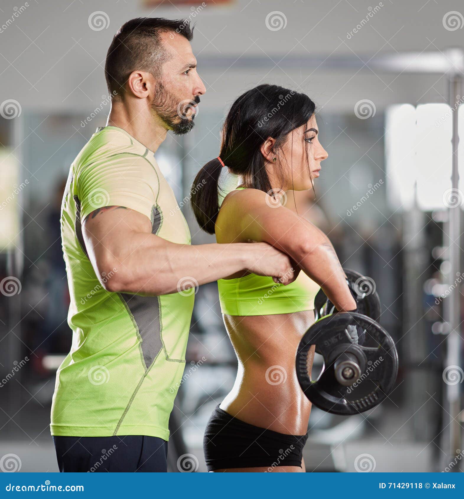 Personal Trainer at Shoulder Workout Stock Photo - Image of healthy ...