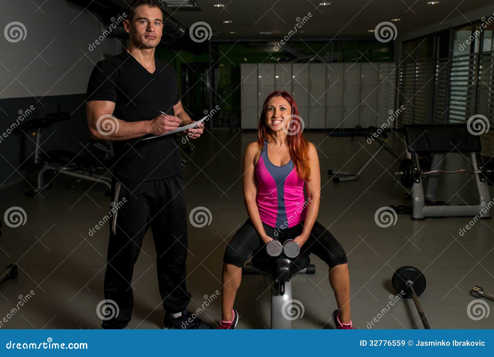 Personal Trainer Take Notes Stock Image - Image of muscular, healthy ...