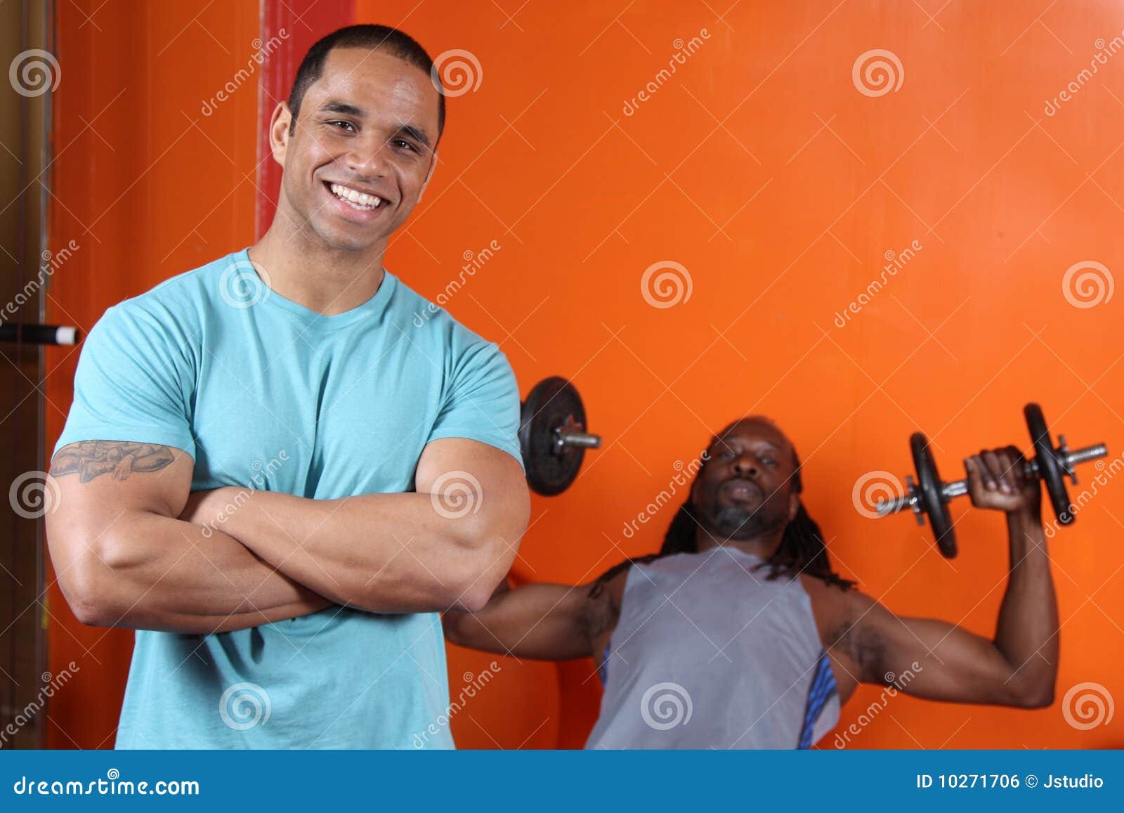 Personal Trainer and Trainee Stock Photo - Image of lifting, macho ...