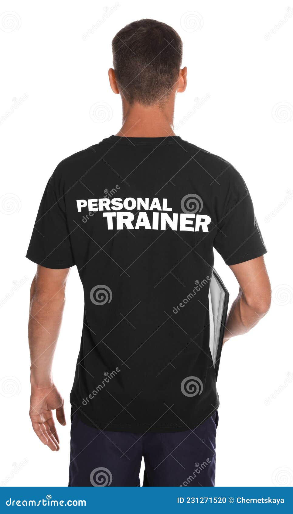 Personal Trainer on White Background, Back View. Gym Instructor Stock ...