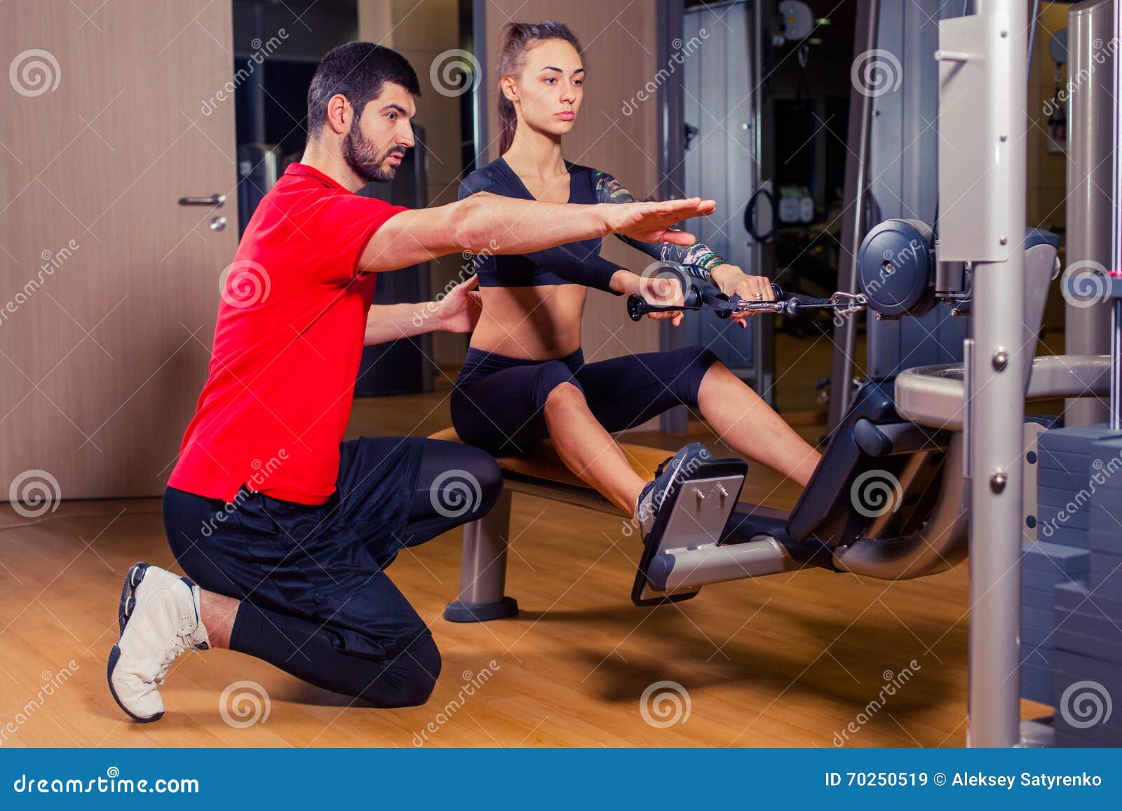 Personal Trainer Working with His Client in Gym Stock Image - Image of ...