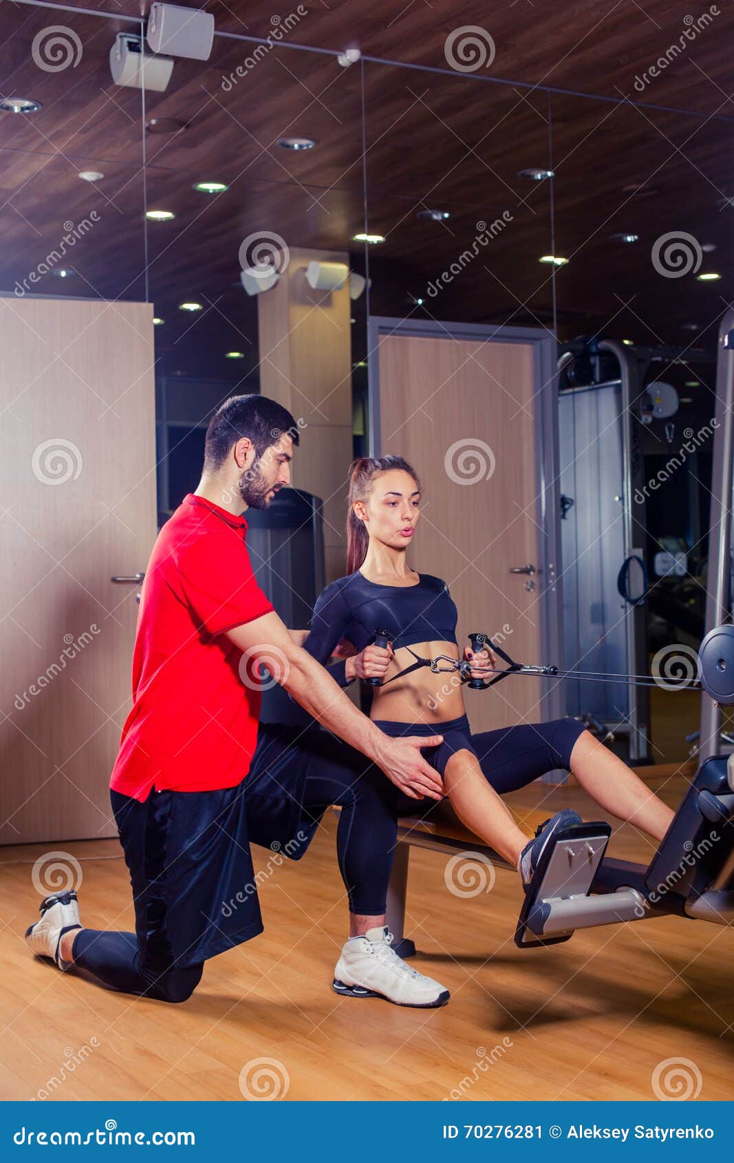 Personal Trainer Working with His Client in Gym Stock Image - Image of ...