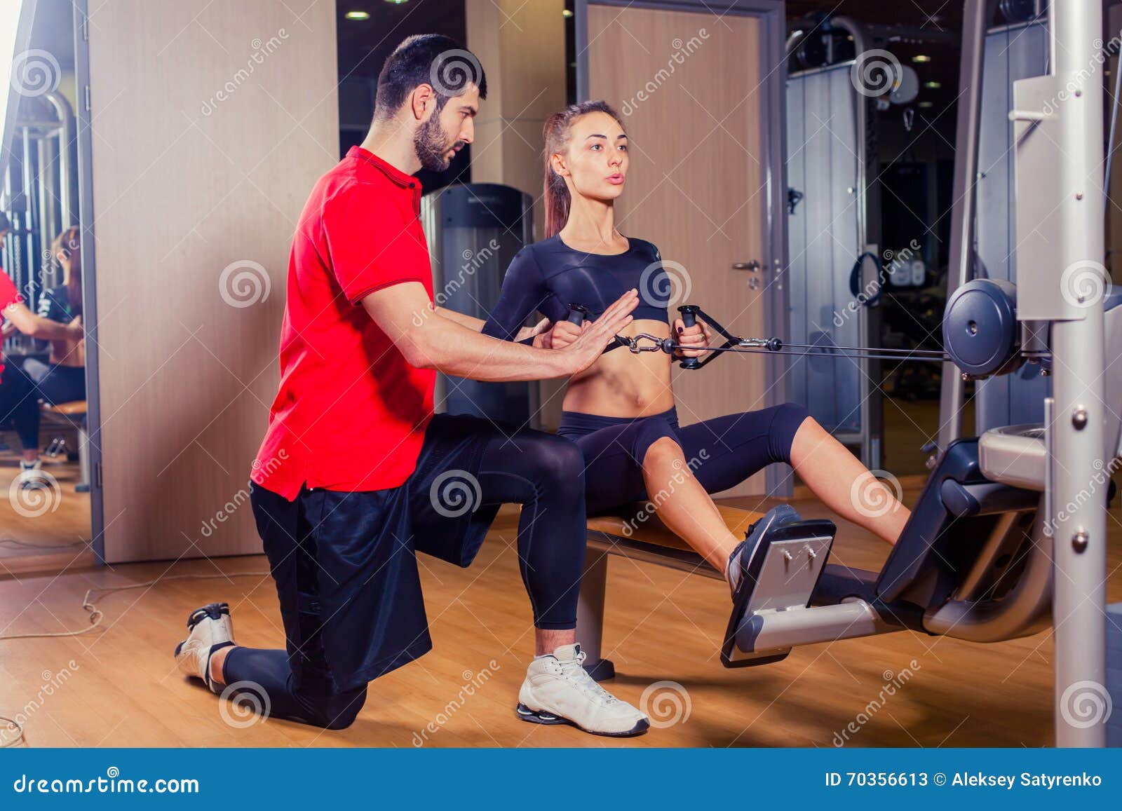 Personal Trainer Working with His Client in Gym Stock Image - Image of ...