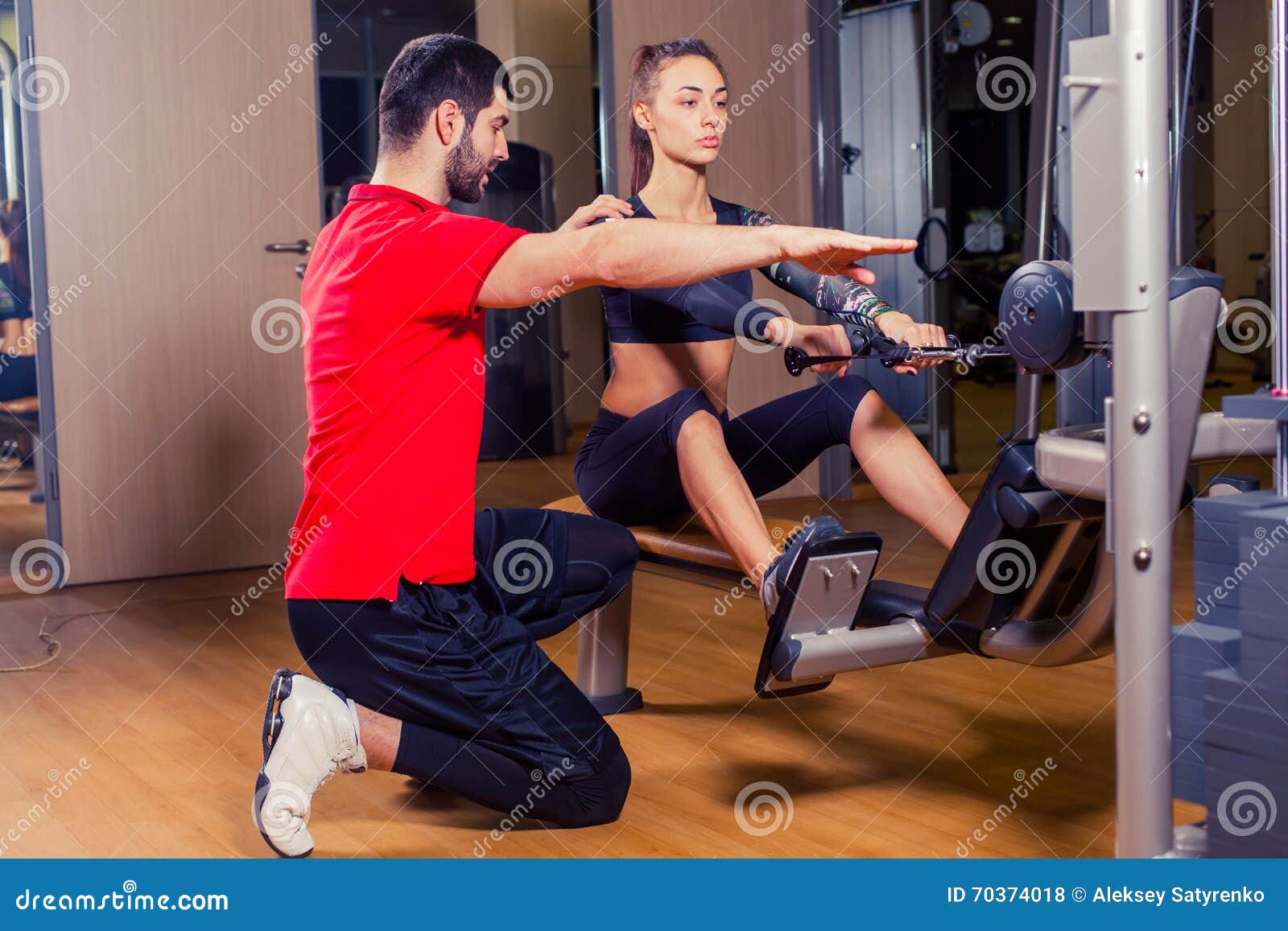 Personal Trainer Working with His Client in Gym Stock Photo - Image of ...